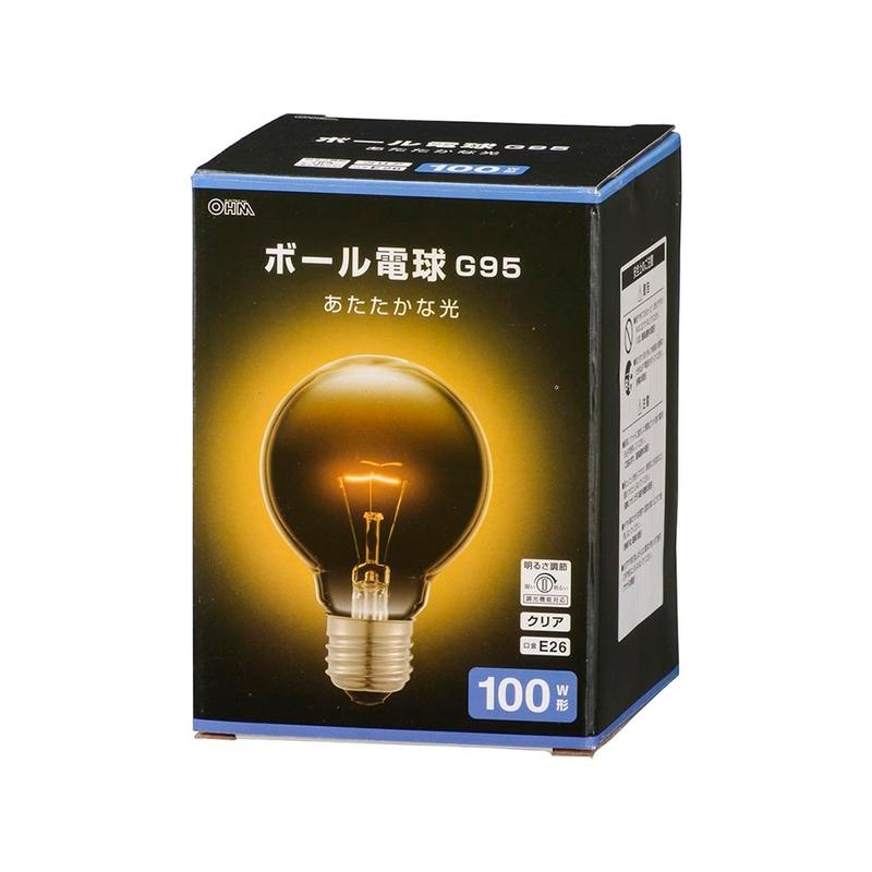 OHM ボール電球 E26 100W形 G95 クリア｜LB-G9695K-CN 06-0875 オーム電機 : e-プライス - 通販 ...