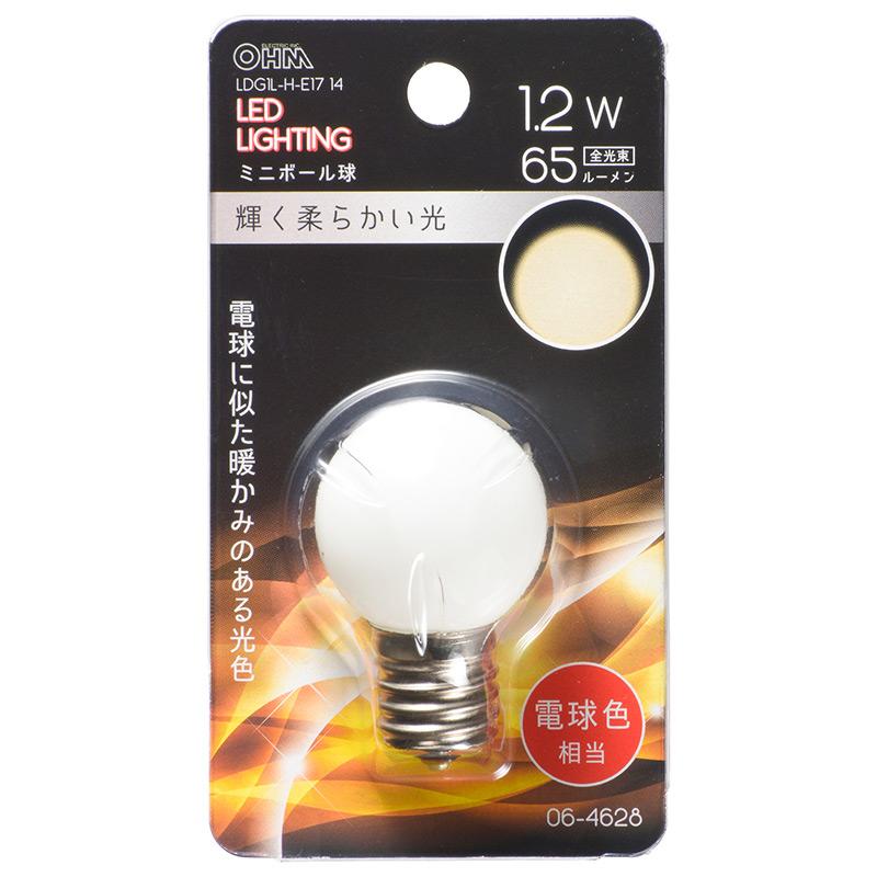 OHM LED電球 ミニボール電球形 E17/1.2W 電球色｜LDG1L-H-E17 14 06-4628 オーム電機 : e-プライス - 通販 - Yahoo!ショッピング