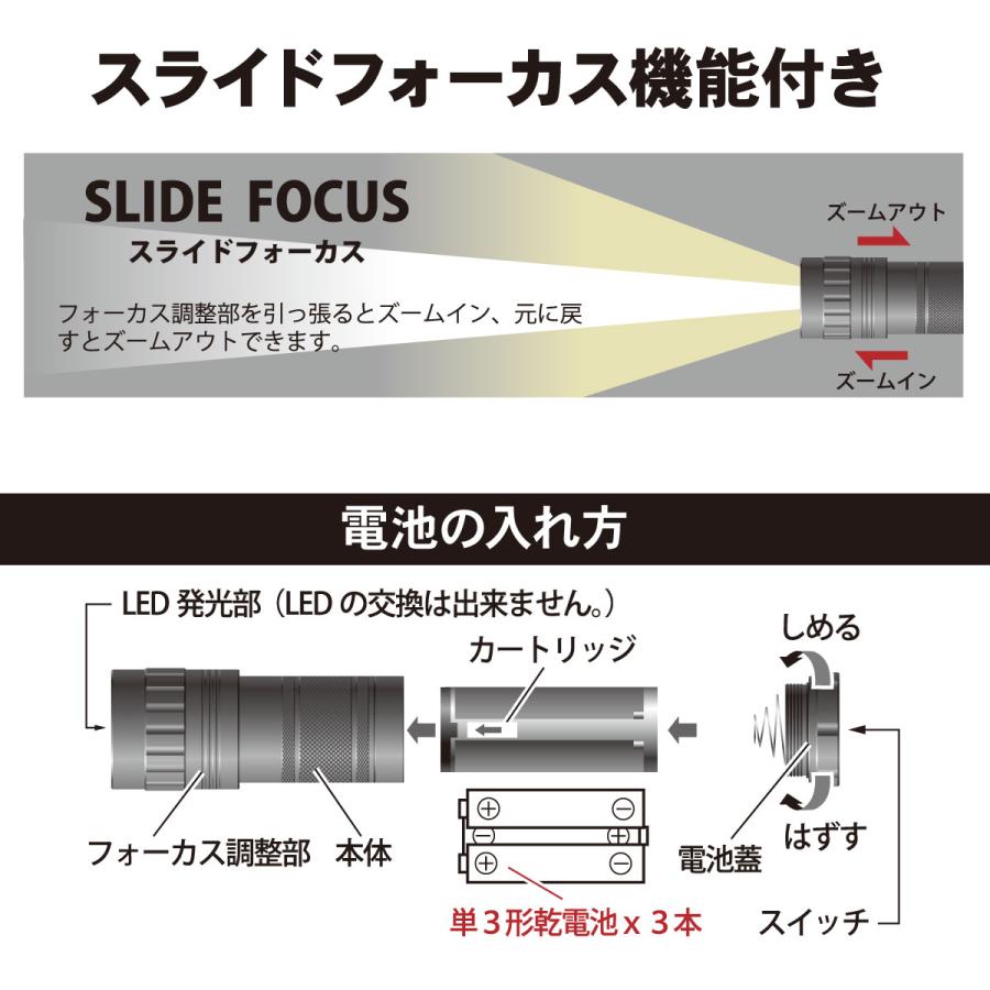 防水LEDズームライト スパークルド 800ルーメン｜LHA-SP332Z-S2 08-1033 オーム電機 : e-プライス - 通販 - Yahoo!ショッピング