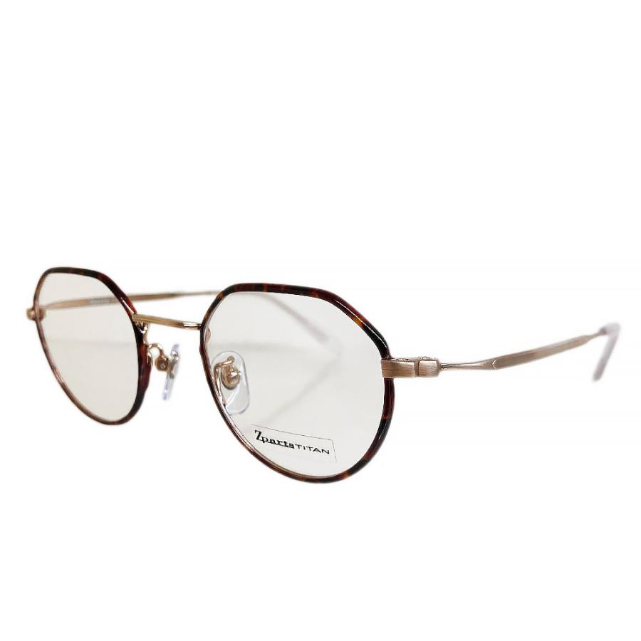 Zparts ジーパーツ Z-127 Col.Mirror Gold× Demi Brown Rim 茶 ゴールド セル巻き クラウンパントタイプ チタンフレーム メガネ 正規品販売店 ...