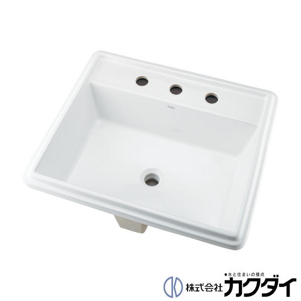 カクダイ KAKUDAI ※ 角型洗面器 3ホール 陶器製 493-152 洗面所 : 493-152 : 施主のミカタ Yahoo!店 - 通販 - Yahoo!ショッピング