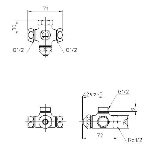 三栄水栓 SANEI B411D-X3-13 D式分岐止水栓本体 共用形 アングル型 : 施主のミカタ Yahoo!店 - 通販 - Yahoo!ショッピング