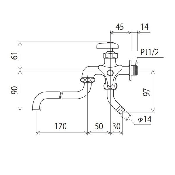 KVK K21J 二口自在水栓 蛇口 双口 :K21J:施主のミカタ Yahoo!店 - 通販 - Yahoo!ショッピング