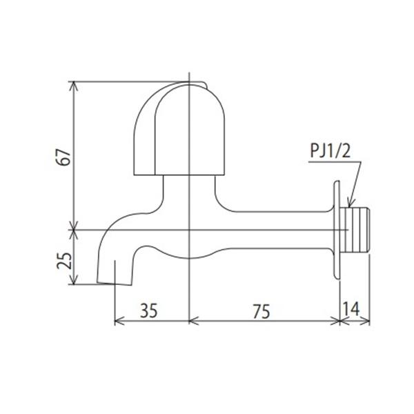 KVK K2E 胴長横水栓 節水チップ内蔵型 蛇口 :K2E:施主のミカタ Yahoo!店 - 通販 - Yahoo!ショッピング