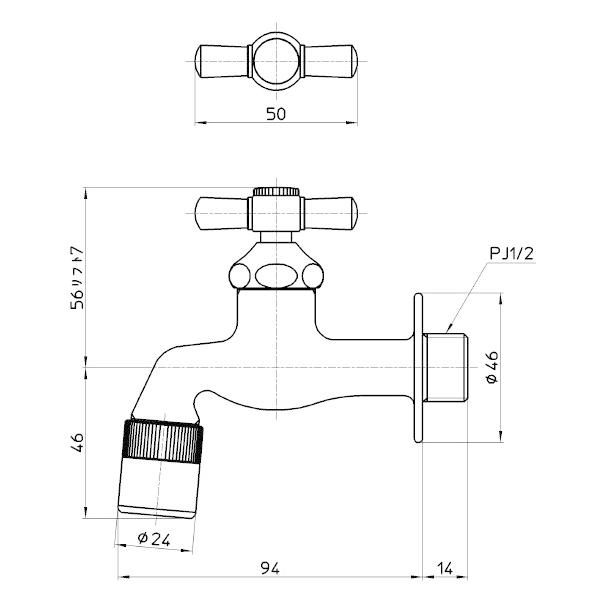 三栄水栓 SANEI Y1811-13 ガーデン水栓 一文字ハンドル 蛇口 : 施主のミカタ Yahoo!店 - 通販 - Yahoo!ショッピング