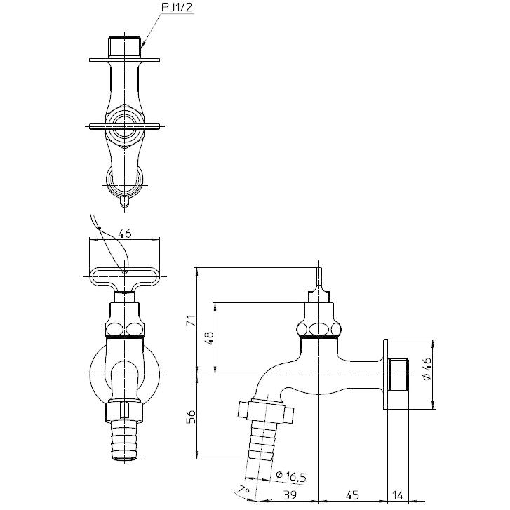 三栄水栓 SANEI Y70J-13 共用カップリング横水栓 蛇口 : 施主のミカタ Yahoo!店 - 通販 - Yahoo!ショッピング