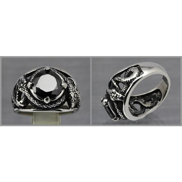 指輪 メンズ ブラックジルコニア スネーク ステンレス リング ステンレスリング ステンレスアクセサリー fr6080 : FIGMART ...