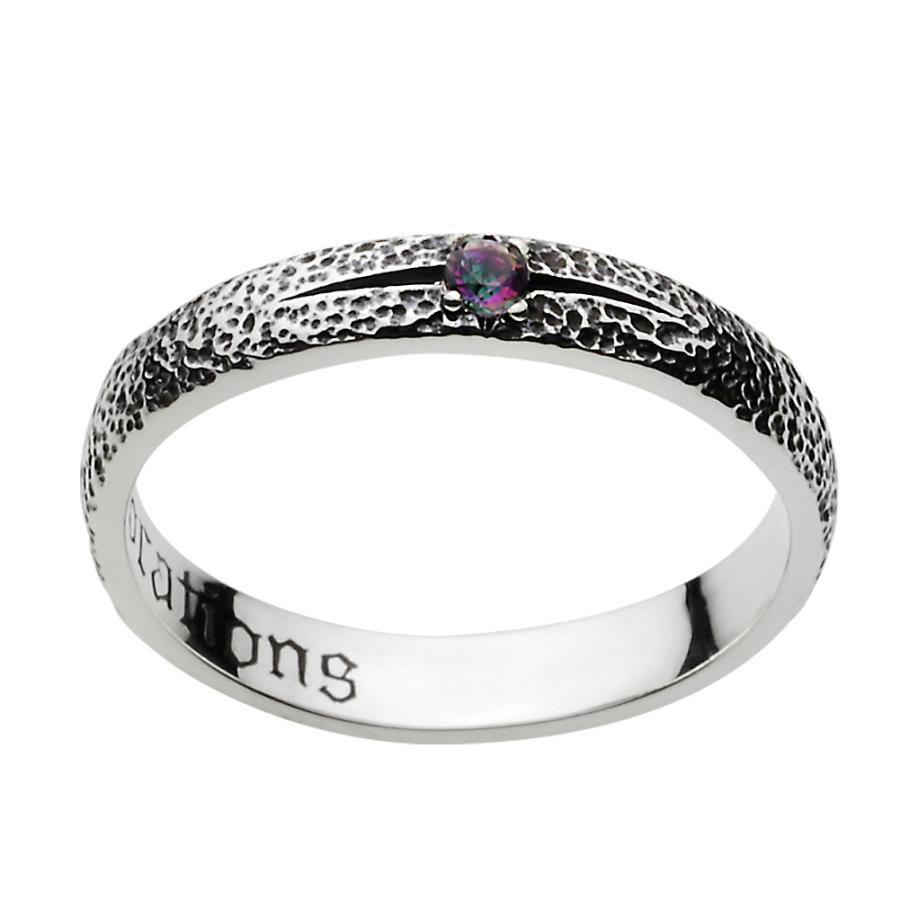 ミスティッククォーツ シルバーリング 指輪 メンズ 叩き加工 細い 細身 石 シルバー925 リング ピンキーリング シルバーアクセサリー ...