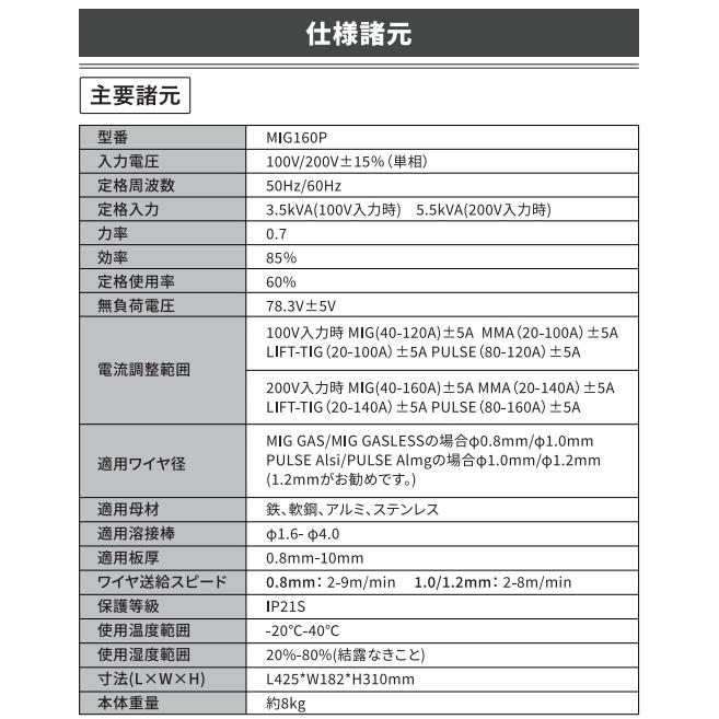 「新品発売限定15000円OFF」 EENOUR パルス溶接機 MIG160P 100V/200V兼用 使用率60％ 1台5役 パルスMIG溶接 IGBT制御 アルミ溶接 2T/4T切替 液晶 ...