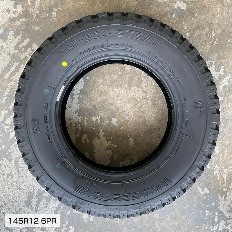 ブリヂストン 604V 145R12 6PR エンケイ サム タフ 12×4.0 ブラック 12インチ ハイゼット タイヤホイールセット 4本セット BRIDGESTONE 軽トラ 軽バン ...