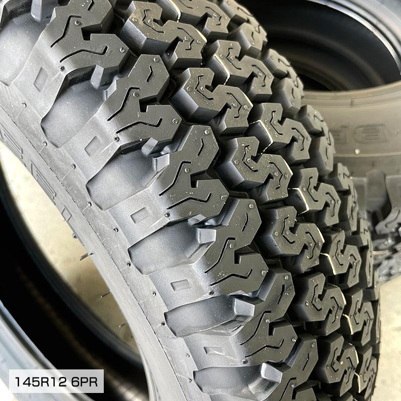 ブリヂストン 604V 145R12 6PR エンケイ サム タフ 12×4.0 ブラック 12インチ ハイゼット タイヤホイールセット 4本セット BRIDGESTONE 軽トラ 軽バン ...