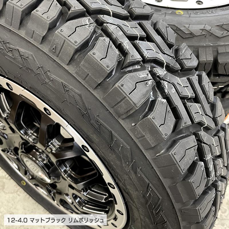 オープンカントリー RT 145/80R12 LT XR-800M 12×4.0 マットブラックリムポリッシュ MBK/RP 12インチ ハイゼット タイヤホイールセット 4本セット トーヨー ...