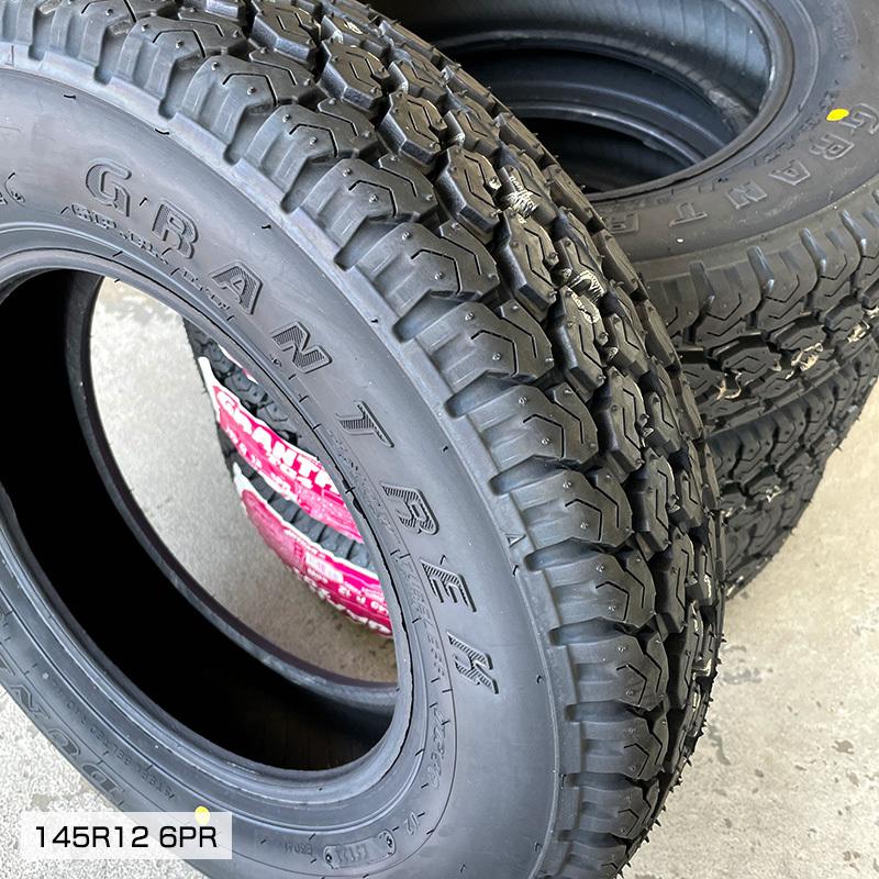 DUNLOP ダンロップ グラントレック TG4 145R12 6PR エンケイ サム タフ 12×4.0 ブラック 12インチ ハイゼット タイヤホイールセット 4本セット 軽トラ 軽バン ...