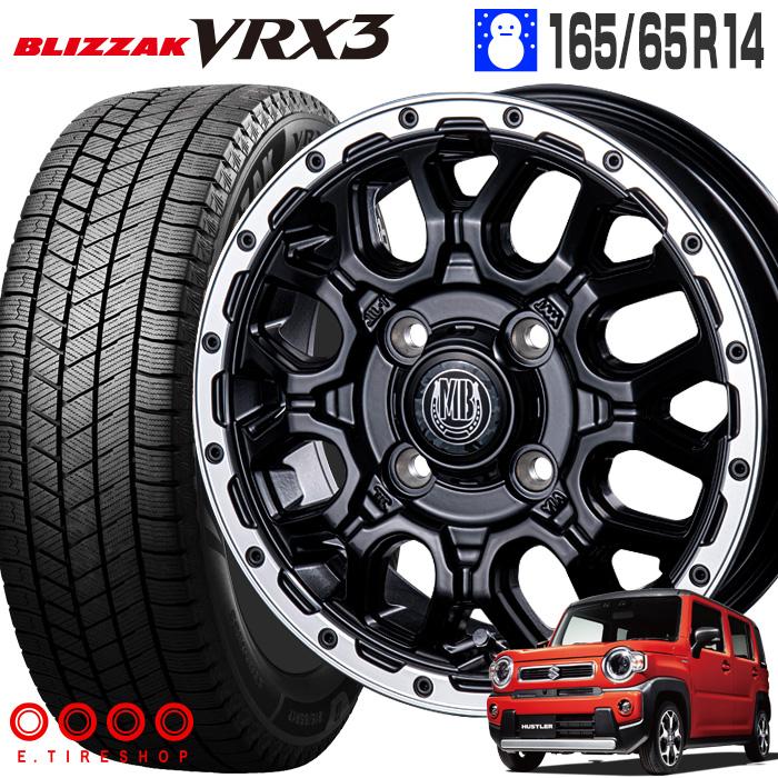 ブリザック VRX3 165/65R14 マッドバーン XR-800M 14×4.5 ブラック リムポリッシュ ハスラー スタッドレス 4本ホイールセット ブリヂストン : 22winset ...