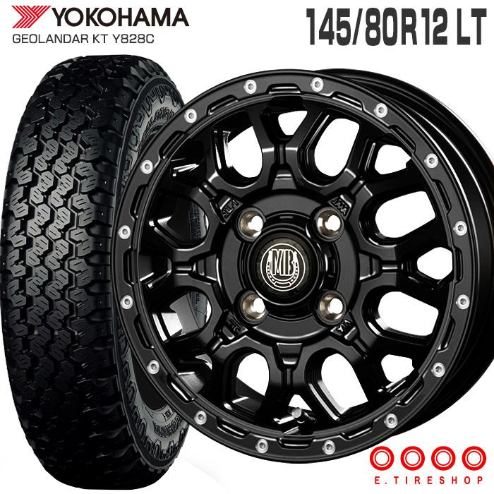 GEOLANDAR ジオランダー KT Y828C 145/80R12 80/78N LT XR-800M 12×4.0 マットブラック ピアスポリッシュ 4本ホイールセット ヨコハマ ...