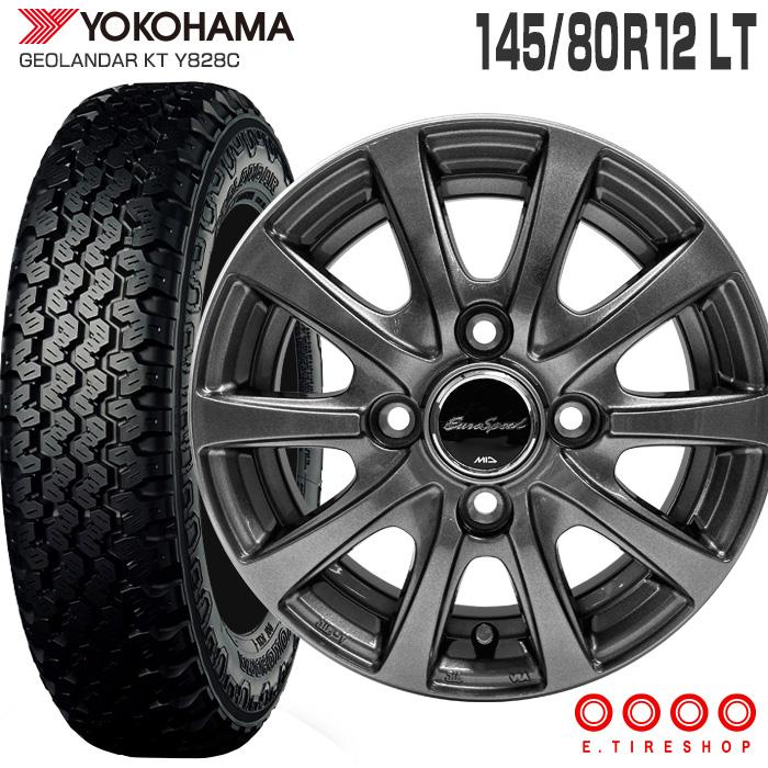 GEOLANDAR ジオランダー KT Y828C 145/80R12 80/78 ユーロスピード G10 12×3.5 メタリックグレー 4本ホイールセット ヨコハマ (145R12 6PR ...