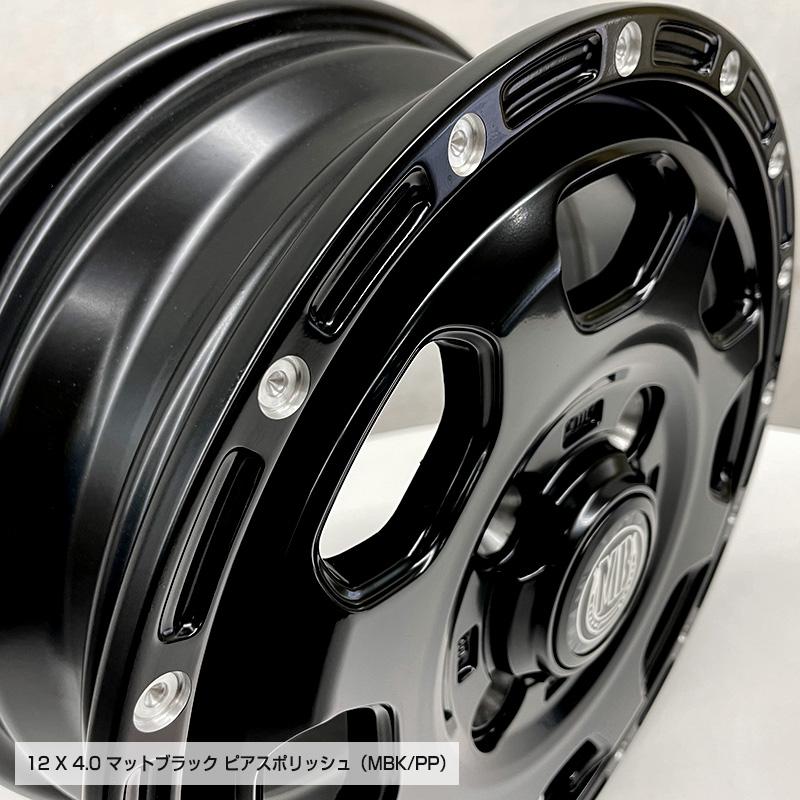 VL10 145/80R12 80/78N XR-910K 12×4.0 マットブラック ピアスポリッシュ MBK/PP 4本ホイールセット ブリヂストン ブリザック (145/80R12 ...