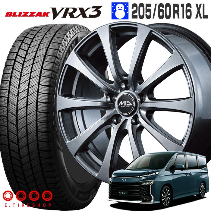 ブリザック VRX3 205/60R16 96Q XL MID WHEELS G10 16×6.5 114/5 メタリックグレー 4本ホイールセット ブリヂストン BLIZZAK ノア ...