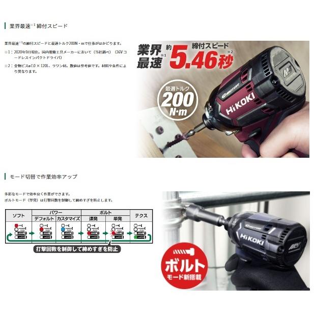 HiKOKI ハコイーキ WH36DC(2XPDSZ) ディープオーシャンブルー (バッテリ2個・充電器・ケース付) 36V インパクトドライバ : e-toolショッピング - 通販 ...