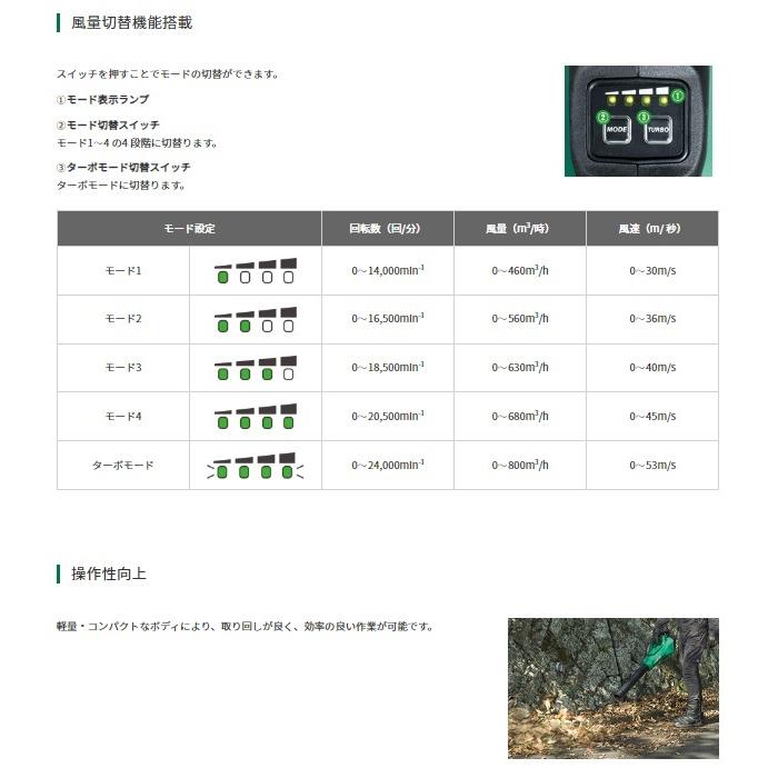 HiKOKI（ハイコーキ） RB36DA(2XPZ) (バッテリ2個+充電器付) コードレスブロア 36Vマルチ : e-toolショッピング ...