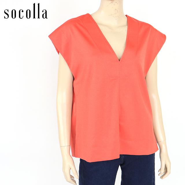 ソコラ（socolla）レディース カットソー オレンジ系 Vネック （サイズ/2）*ro0023 : e-warehouse - 通販 - Yahoo!ショッピング