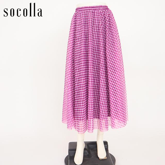 ソコラ（socolla）レディース ロングスカート パープル系 チェック柄 （サイズ/2）*ro0029 : e-warehouse - 通販 - Yahoo!ショッピング