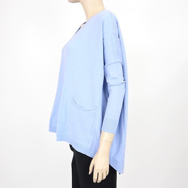 アルタモーダフェリーニ（alta moda Fellini）レディース 長袖ニット ブルー系 国内ニットメーカー製品サンプル ゆったりニット ...