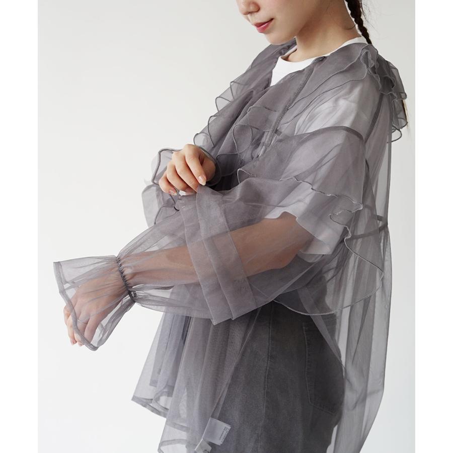 ブラウス レディース トップス 春 春服 長袖 シアー 透け レイヤード zootie ズーティー ボリュームフリル グリッターオーガンジー デコラティブブラウス :32549-2301060 ...