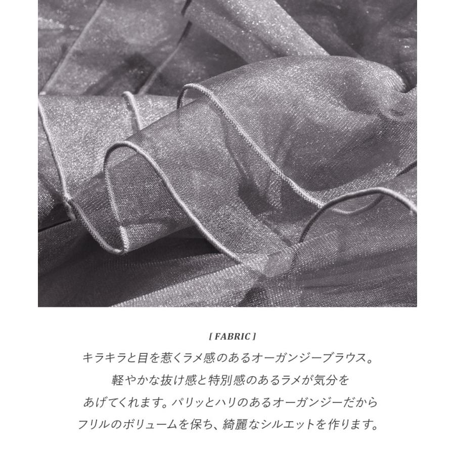 ブラウス シャツブラウス レディース 冬 冬服 トップス シャツ 長袖 シアー グリッター zootie ボリュームフリル グリッターオーガンジー デコラティブブラウス : 32549 ...