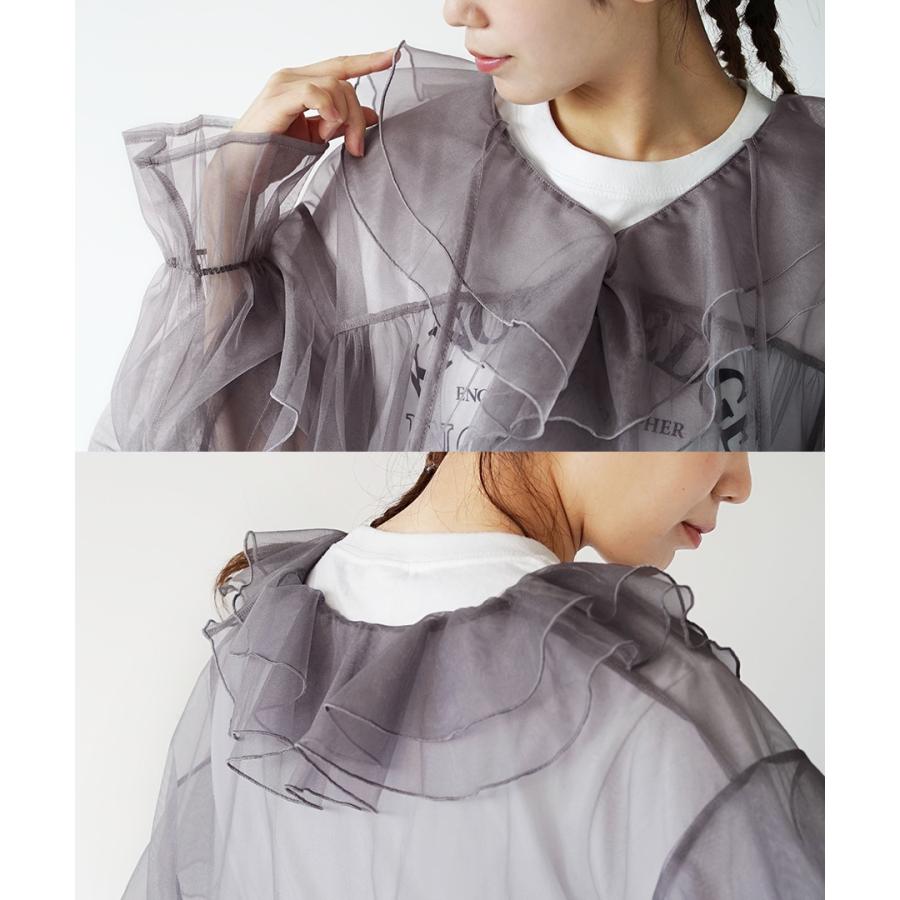 ブラウス シャツブラウス レディース 冬 冬服 トップス シャツ 長袖 シアー グリッター zootie ボリュームフリル グリッターオーガンジー デコラティブブラウス : 32549 ...