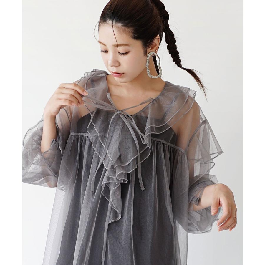 ブラウス シャツブラウス レディース 冬 冬服 トップス シャツ 長袖 シアー グリッター zootie ボリュームフリル グリッターオーガンジー デコラティブブラウス : 32549 ...