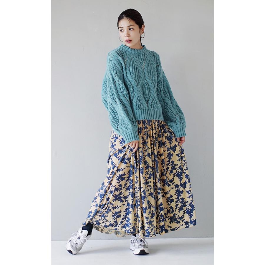 ニット レディース 秋服 冬服 トップス 長袖 セーター クルーネック ゆったり ケーブル編み zootie ズーティー ケーブルダイヤ ローゲージニット : 32549-2400623 ...