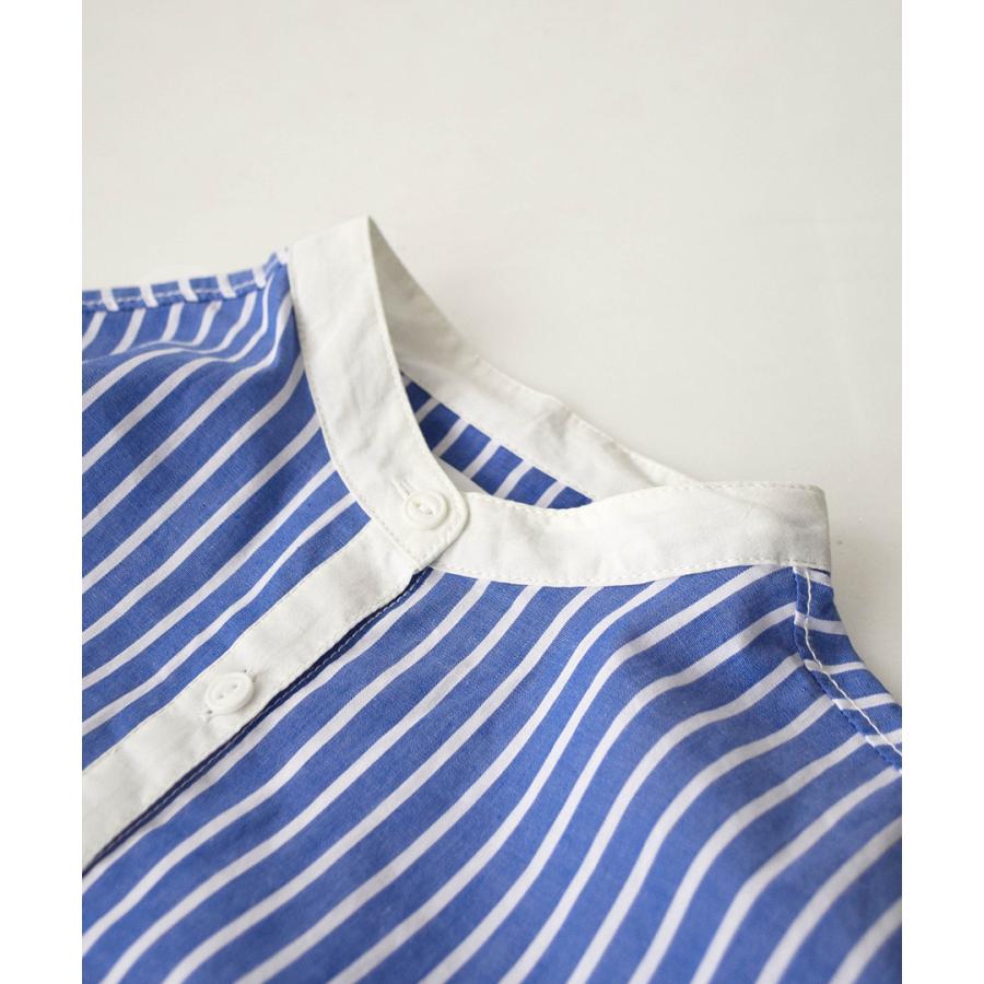 zootie P10%還元 シャツ ブラウス レディース 春 トップス バンドカラー 羽織り 長袖 綿100％ 切り替えストライプ バックギャザークレリックシャツ : イーザッカマニア ...