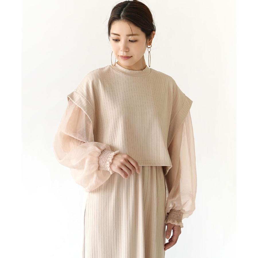 ワンピース レディース ワンピ ロング 長袖 透け感 リブ 異素材 ドッキング zootie 大人見えRIBカットソー シアードッキングワンピース :32699-2400008:イーザッカ ...