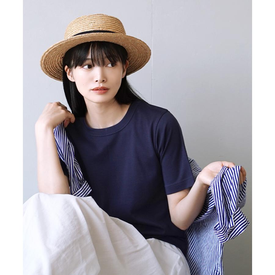 Tシャツ レディース 夏 夏服 キレイめ トップス カットソー 半袖 五分袖 クルーネック 綿100％ zootie ズーティー シルキースムースコットン Tシャツ[半袖] :32699 ...