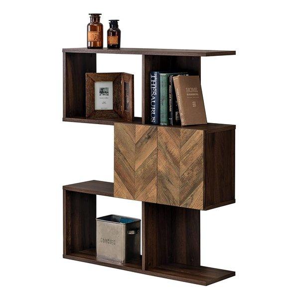 萩原 ハギハラ 扉付きオープンラック ブラウン 4段 組立式 幅90×奥行25.5×高さ107.5cm RCC-1016BR(2529799 ...