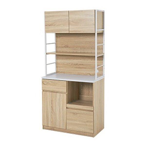 萩原 ハギハラ キッチンラック 幅87×奥行45×高さ186cm ホワイト/ナチュラル RCC-1629NA(2569789) : e-zoa - 通販 - Yahoo!ショッピング