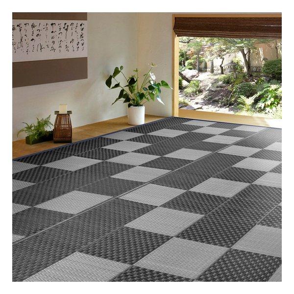 萩原 ハギハラ PP柄上敷 矢倉 い草風 水洗い可 江戸間8帖 約348×352cm グレー 81947780(2582947) : e ...