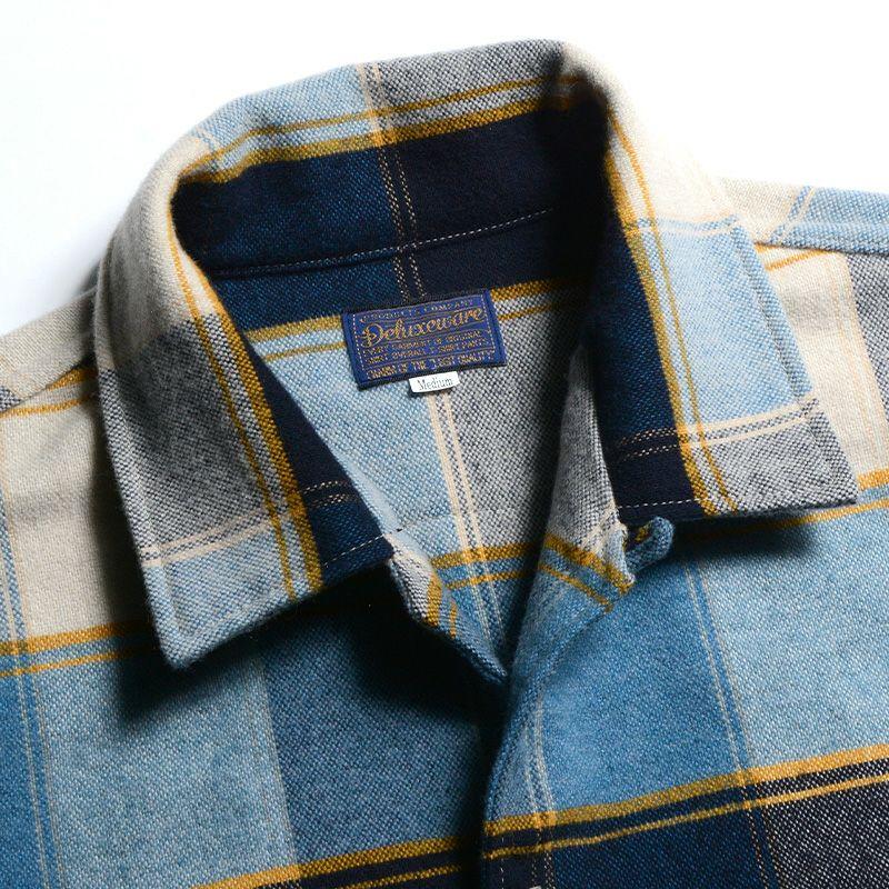 DELUXEWARE MVB-14 BL THROUGH WOOL SHIRT MVB14 デラックスウエアシャツ シャツ長袖 : アメカジ バイカー 2ND・セカンド - 通販 ...