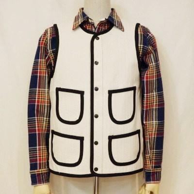 SCVS16-KHB-生成り-キナリヘリンボンベスト-SCVS16KHB-SAMURAIJEANS-サムライジーンズベスト・サムライ倶部ベスト｜ベスト、ジレ