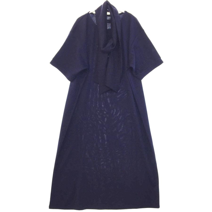 ★KOCHAMETTI コチャメッティ ストール付属 シルクタッチ ロング ワンピース レディースF ネイビー ストレッチ オーバーサイズ ...