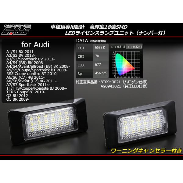 Audi AUDI アウディ LED ライセンスランプ A1 S1 8X A3 S3 8V A4 S4 B8系 8K A5 S5 8T A6 S6 C7系 4G A7 S7 Q3 8U Q5 ...