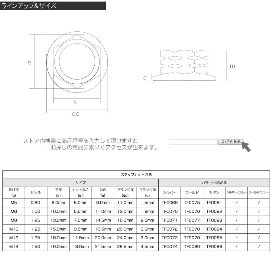 SUS304ステンレス M10 P=1.25 ステップナット 六角ナット フランジ付 チタン TF0084 :TF0084:オートパーツ専門店 EALE store - 通販 - Yahoo ...