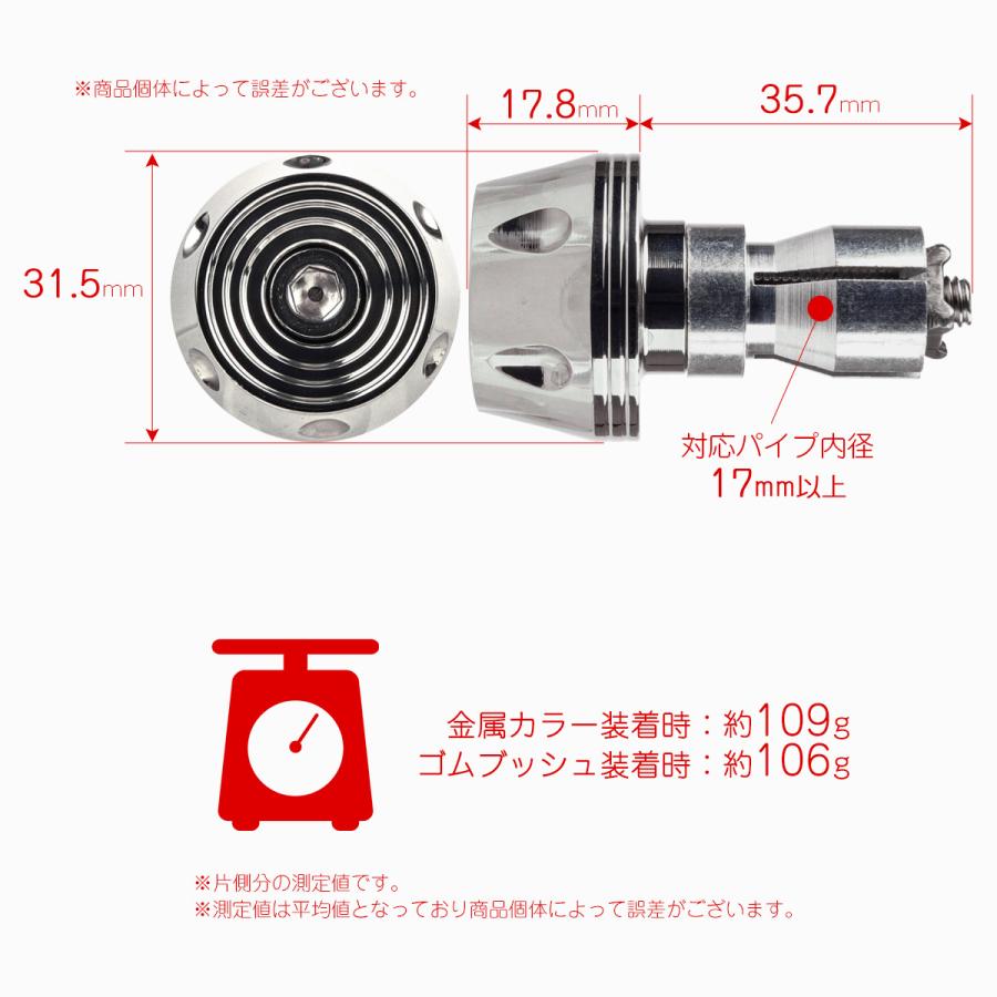 バーエンドキャップ 適合ハンドルパイプ内径17mm ウエイト ステンレス 2個セット シルバー TH0427 : th0427 : オートパーツ専門店 EALE store - 通販 ...