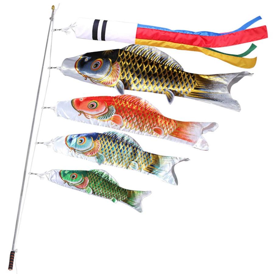 鯉のぼり こいのぼり 金箔 ミニ 鯉4匹 2m伸縮スタンド付 吹流し1.3m 【特選】 最高級鯉のぼり 金箔ぼかし撥水加工 【ベランダ用鯉のぼり】【こ : Earth Community ...