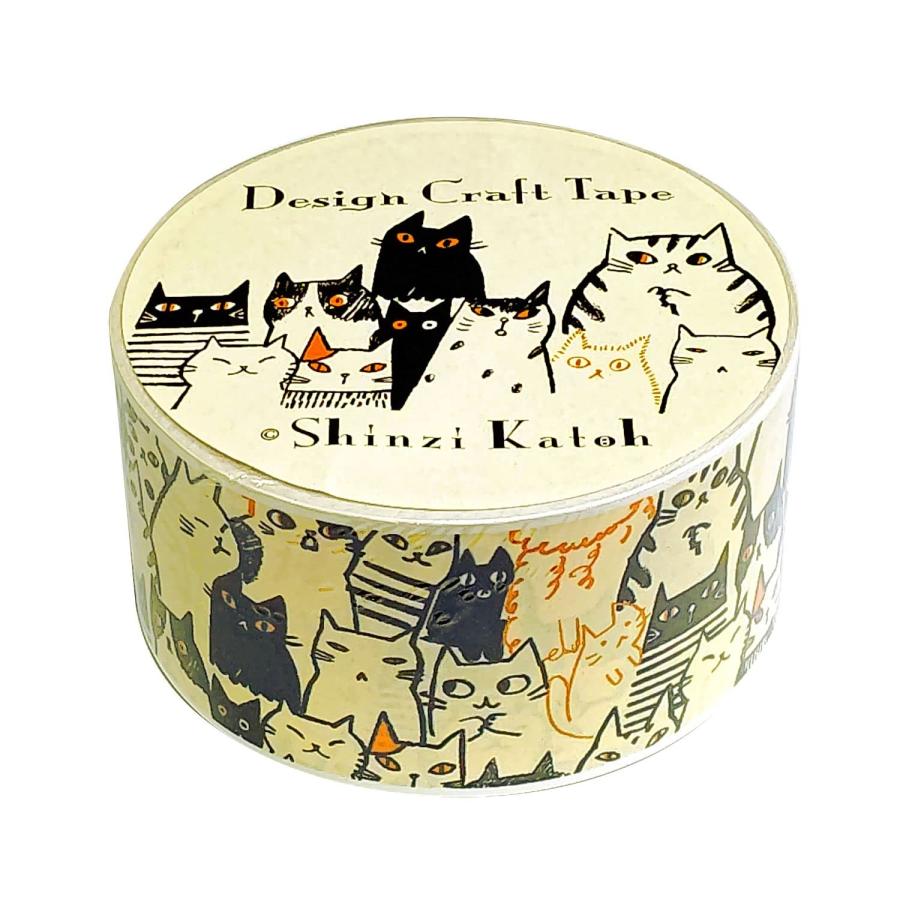 シール堂 クラフトテープ Shinzi Katoh デザインテープ Many cats 幅45mm×10m巻 ks-cft-10009 ...