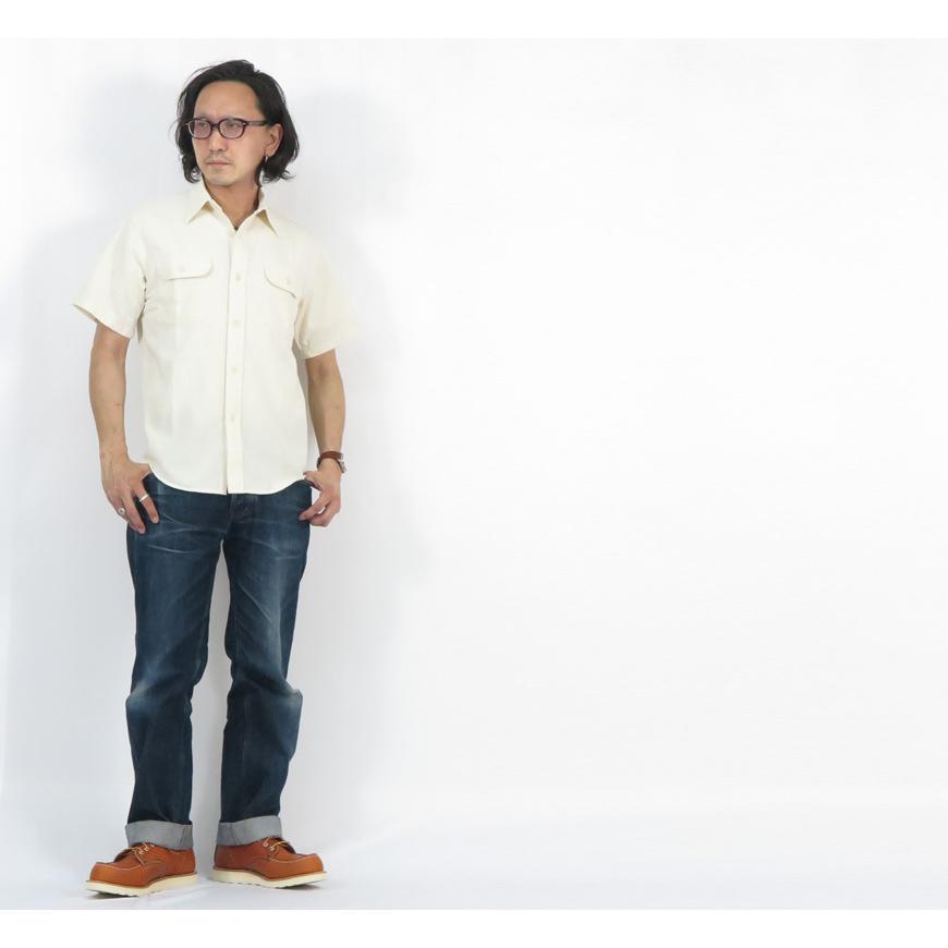 シュガーケーン SUGAR CANE 半袖 ホワイト シャンブレー ワーク シャツ SC37941 SUGAR CANE シュガーケーン 半袖 ホワイト シャンブレー ワーク シャツ