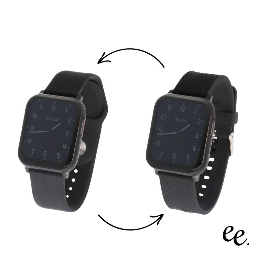 【直営店】 新型 PROJECT-EE EE02 スマートウォッチ ブラックxブラック EastEnd002 BK AP BK シリコンラバー ベルトバンド 通話機能 LINE通知 腕時計 ...