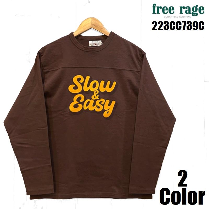 free rage フリーレイジ 'Slow＆Easy'フットボールTシャツ FREE RAGE EASY NAVY 長袖 国産 日本製 223CC739C メンズ アメカジ 送料無料 ...