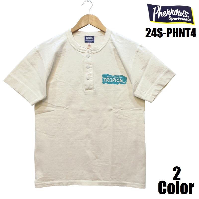 Pherrow's フェローズ 'TROPICAL'ヘンリーネックTシャツ EASY NAVY 24S-PHNT4 半袖 プリントTシャツメンズ アメカジ 送料無料 : EASY NAVY ...